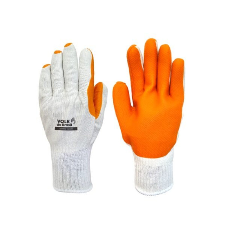 Luva Emborrachada Orange Smart Volk (12 Pares) | CA 46816